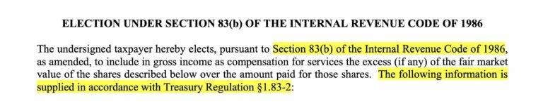 Complete Breakdown of an 83(b) Election Form Example - Corpora