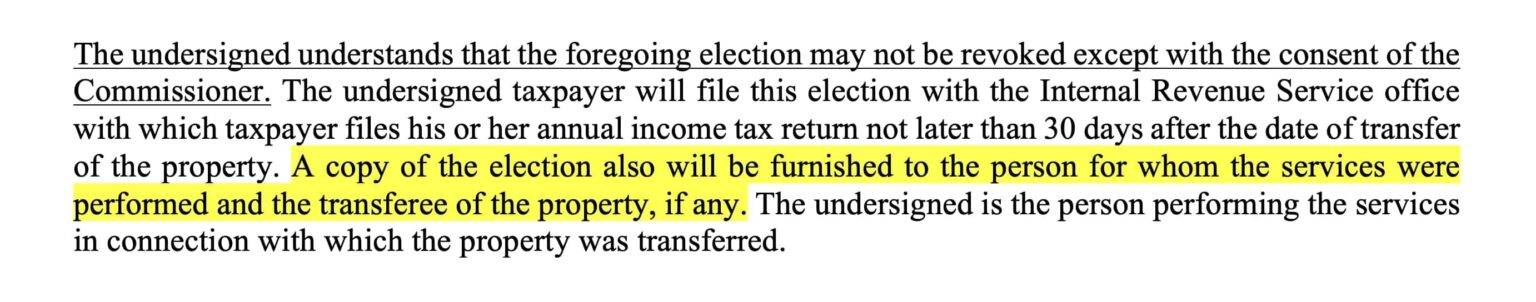 Complete Breakdown of an 83(b) Election Form Example - Corpora