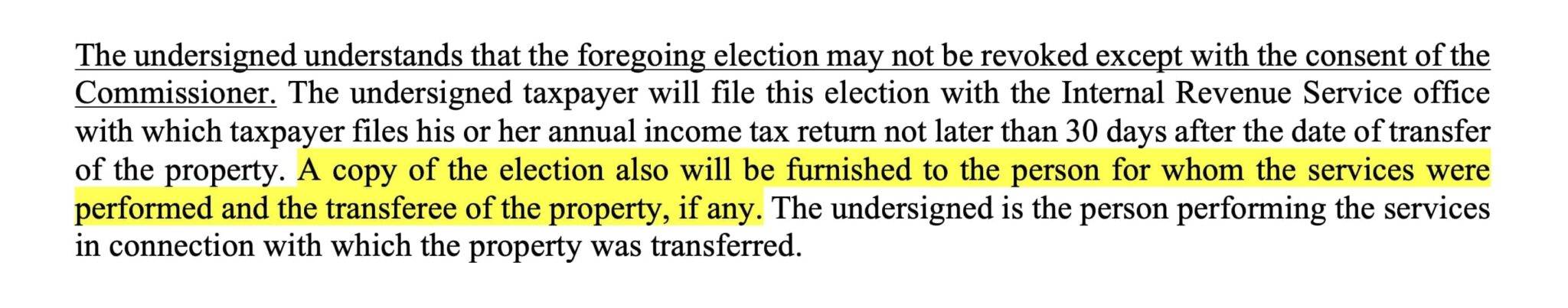 Complete Breakdown of an 83(b) Election Form Example - Corpora
