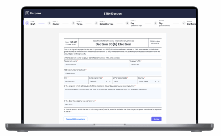Corpora - File your 83(b) Election Online